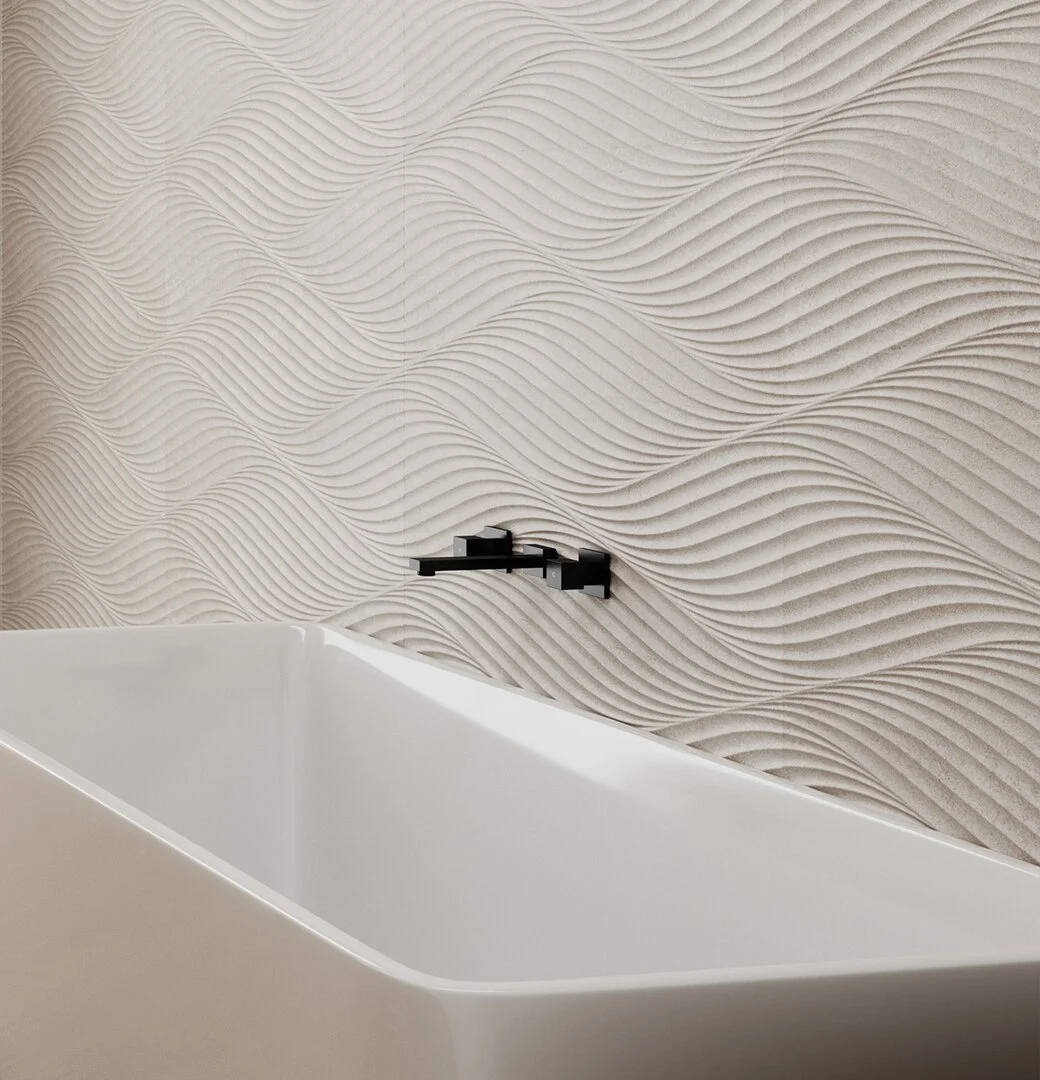 Azulejos blancos con relieve para baños | Tiles in mind